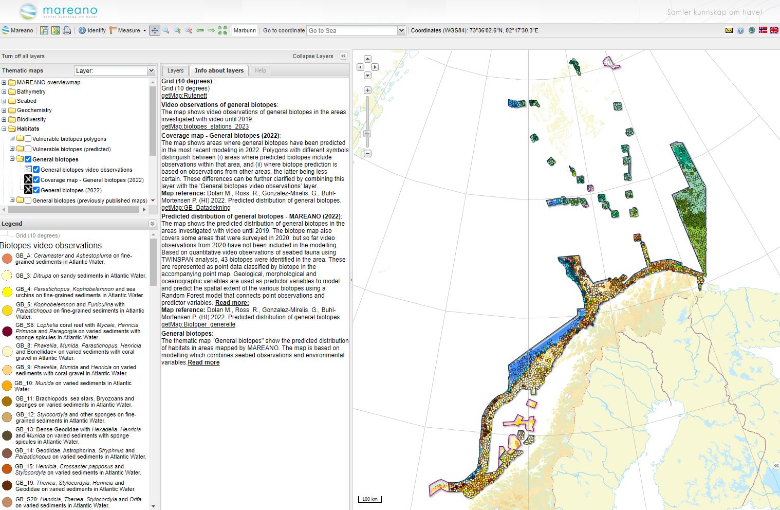 General Biotope Map | Mareano - The Sea in Maps and Pictures